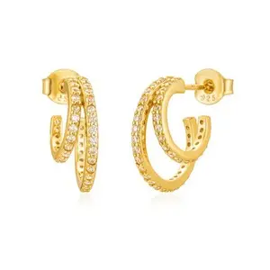UNTAMED PETALS Hannah Crystal Mini Hoop Earrings - Gold