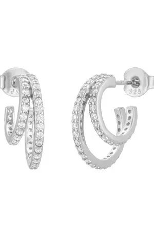 UNTAMED PETALS Hannah Crystal Mini Hoop Earrings Silver