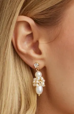 UNTAMED PETALS Sydney Pearl Drop Earrings - Gold