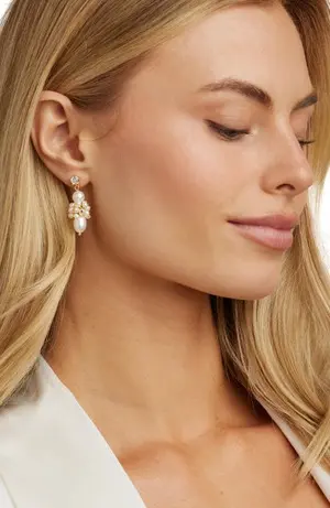 UNTAMED PETALS Sydney Pearl Drop Earrings - Gold