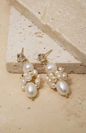 UNTAMED PETALS Sydney Pearl Drop Earrings - Gold