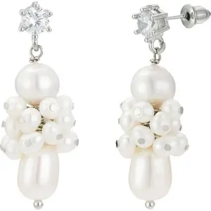 UNTAMED PETALS Sydney Pearl Drop Earrings Silver