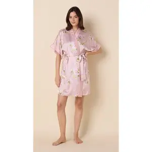 THE CAT'S PAJAMAS Silk Kimono Robe - Eden Rose Pink