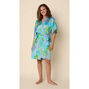 THE CAT'S PAJAMAS Silk Kimono Robe - Hummingbird
