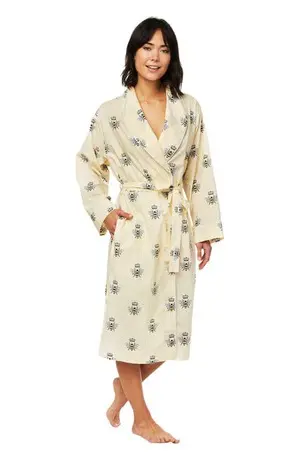 THE CAT'S PAJAMAS Flannel Shawl Collar Robe - Queen Bee Honey