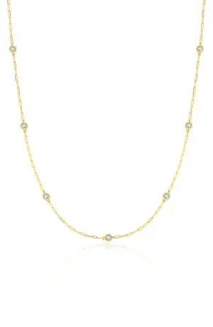 CRISLU Aura Cubic Zirconia Station Necklace - 18kyg/clear Stone