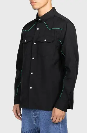 PLEASURES Nylon Wester Snap-up Shirt