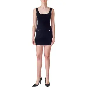 Endless Rose Sleeveless Velvet Minidress - Black