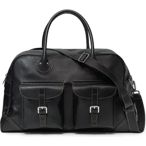 Brunello Cucinelli Grained Calfskin Weekender Bag - Black