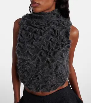 Alaïa Ruffled Mohair-blend Turtleneck Top