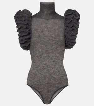 Alaïa Ruffled Mohair And Wool-blend Bodysuit