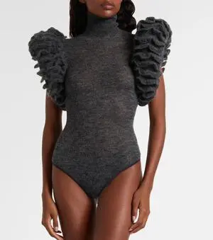 Alaïa Ruffled Mohair And Wool-blend Bodysuit