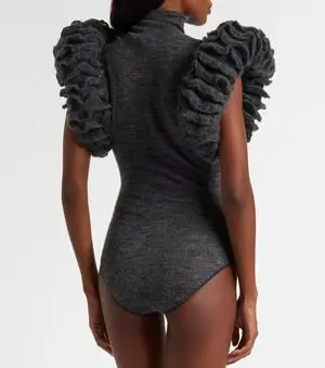 Alaïa Ruffled Mohair And Wool-blend Bodysuit