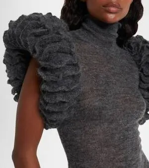 Alaïa Ruffled Mohair And Wool-blend Bodysuit