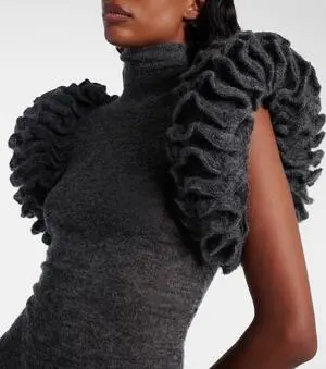 Alaïa Ruffled Mohair And Wool-blend Bodysuit