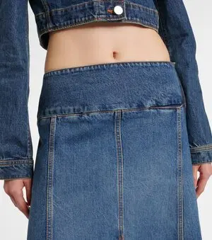 Alaïa Mid-rise Denim Midi Skirt