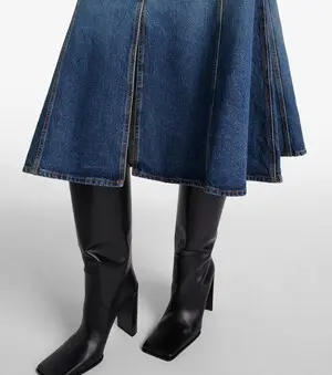 Alaïa Mid-rise Denim Midi Skirt