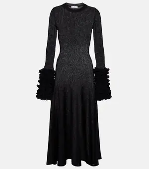 Alaïa Ruffled Mohair-blend Midi Dress - Black