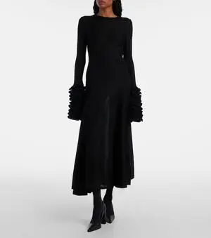 Alaïa Ruffled Mohair-blend Midi Dress - Black