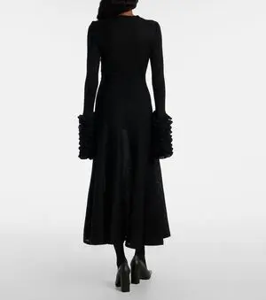 Alaïa Ruffled Mohair-blend Midi Dress - Black