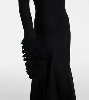 Alaïa Ruffled Mohair-blend Midi Dress - Black