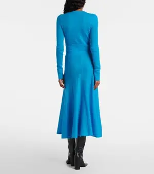 Alaïa Circle Mohair And Wool-blend Midi Skirt - Blue