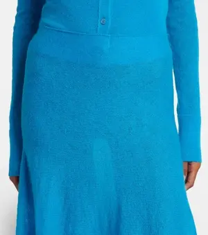 Alaïa Circle Mohair And Wool-blend Midi Skirt - Blue