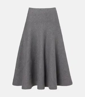 Alaïa Cashmere-blend Midi Skirt - Grey