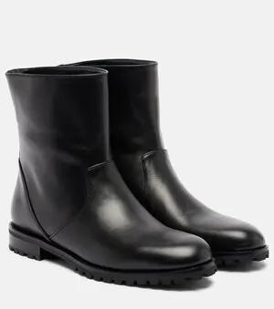 Manolo Blahnik Leather Ankle Boots - Black