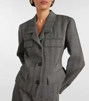 FERRAGAMO Herringbone Wool-blend Blazer