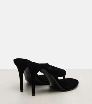 Alaïa 90 Velvet Thong Sandals - Black