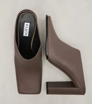 Alaïa Leather Mules - Grey