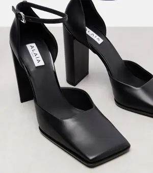 Alaïa Leather Pointed Toe Pumps With Ankle Strap