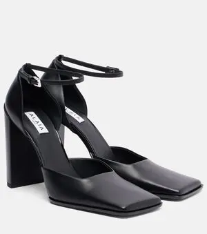 Alaïa Leather Pointed Toe Pumps With Ankle Strap - Black