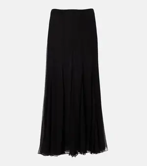 Chloé Pleated Silk Muslin Maxi Skirt