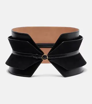 Alaïa Bustier Leather And Suede Belt - Black
