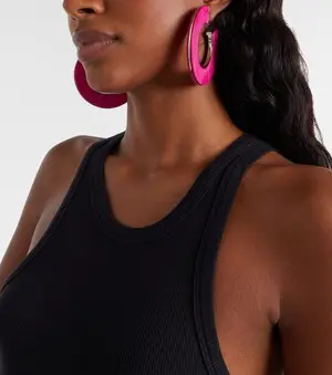 Alaïa Leather-trimmed Earrings - Pink