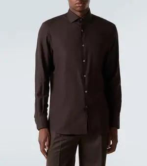 Zegna Cotton And Cashmere Shirt - Brown
