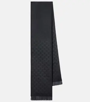 Gucci Gg Wool Jacquard Scarf Black