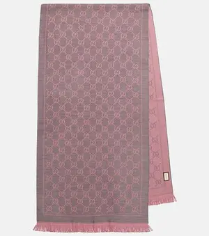 Gucci Gg Wool Jacquard Scarf - Brown