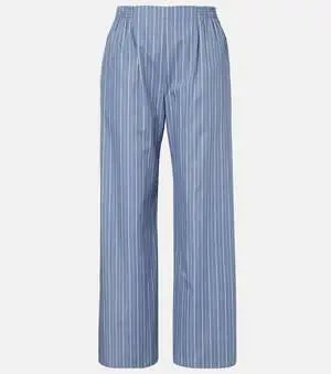 LESET Yoshi Cotton-blend Twill Wide-leg Pants - Blue