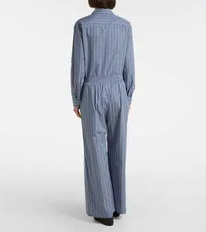 LESET Yoshi Cotton-blend Twill Wide-leg Pants - Blue
