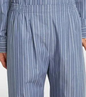 LESET Yoshi Cotton-blend Twill Wide-leg Pants - Blue