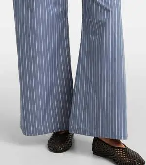 LESET Yoshi Cotton-blend Twill Wide-leg Pants - Blue