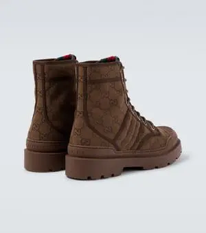 Gucci Gg Canvas Ankle Boots - Brown