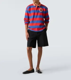 BODE Striped Cotton Polo Shirt - Red