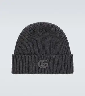 Gucci Double G Ribbed-knit Cashmere Beanie - Grey