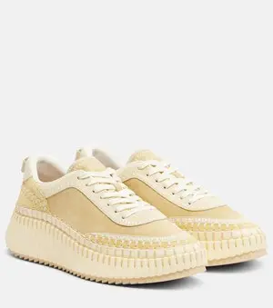 Chloé Nama Suede Platform Sneakers - Beige