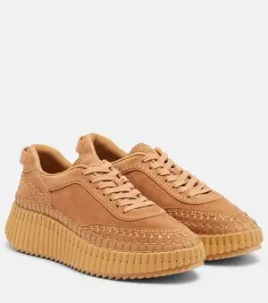 Chloé Nama Suede Platform Sneakers - Brown