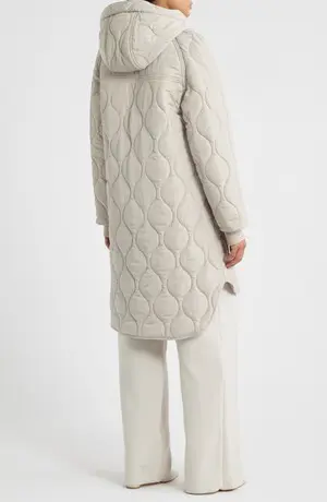 Bcbgmaxazria Onion Quilted Hooded Long Coat - Nude